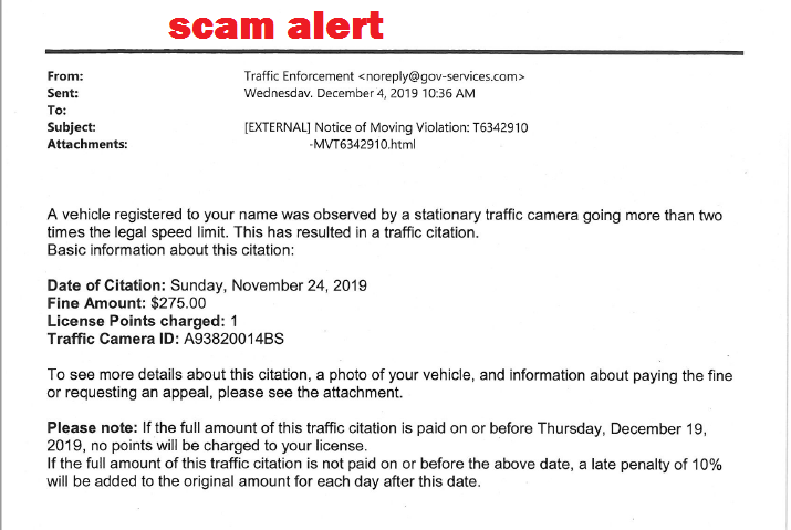 #ScamAlert: Fake emails regarding traffic camera fines (Fargo Police ...