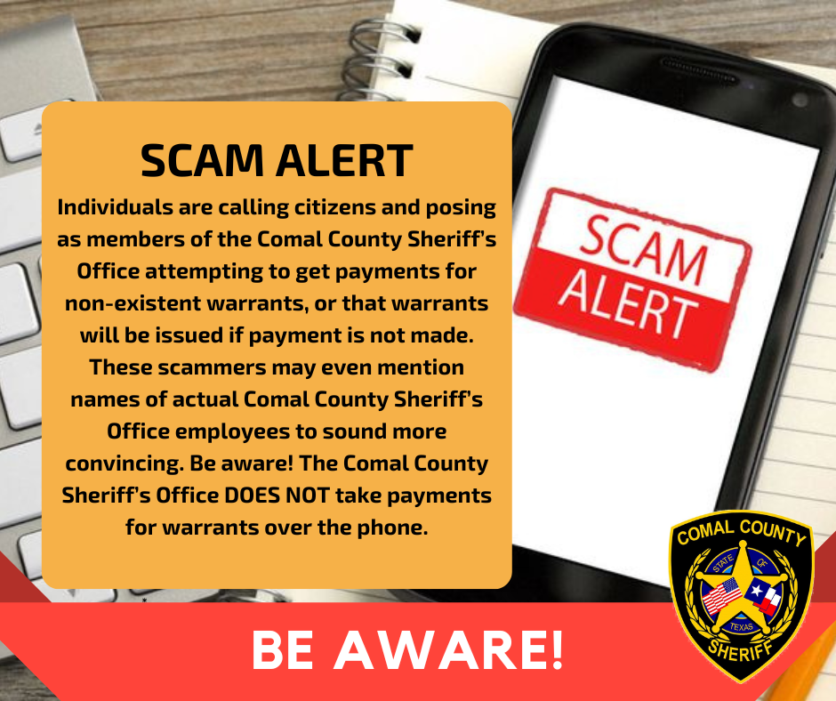 ***SCAM ALERT*** (Comal County Sheriff's Office) — Nextdoor — Nextdoor