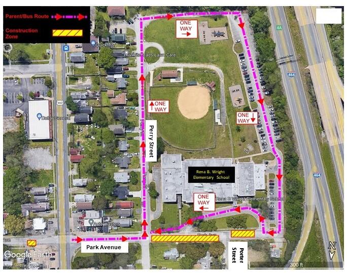 Park Avenue work and Rena B Wright Elementary School access map for ...