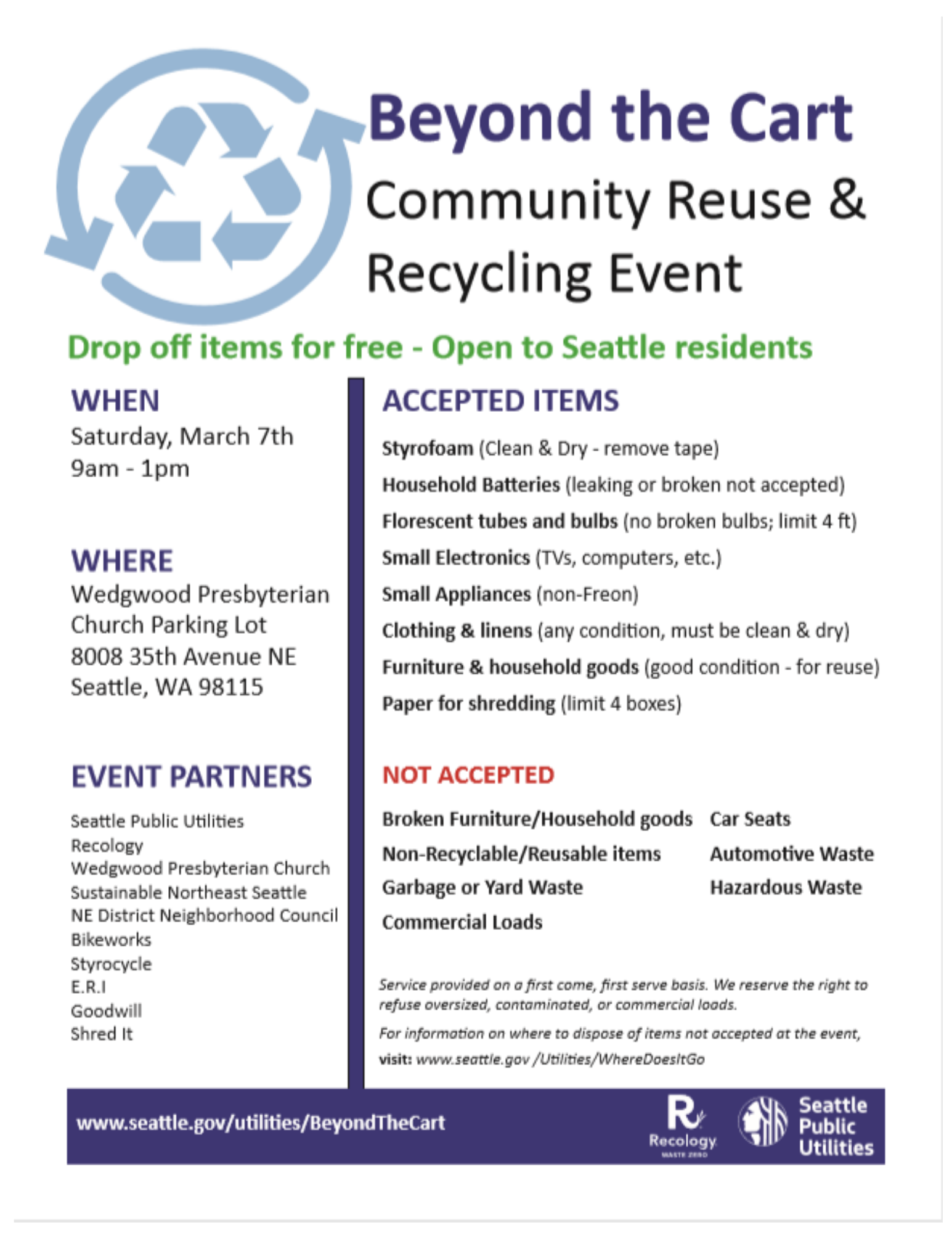 Community Reuse & Recycling Event - March 7, 9a-1p (Seattle Public ...