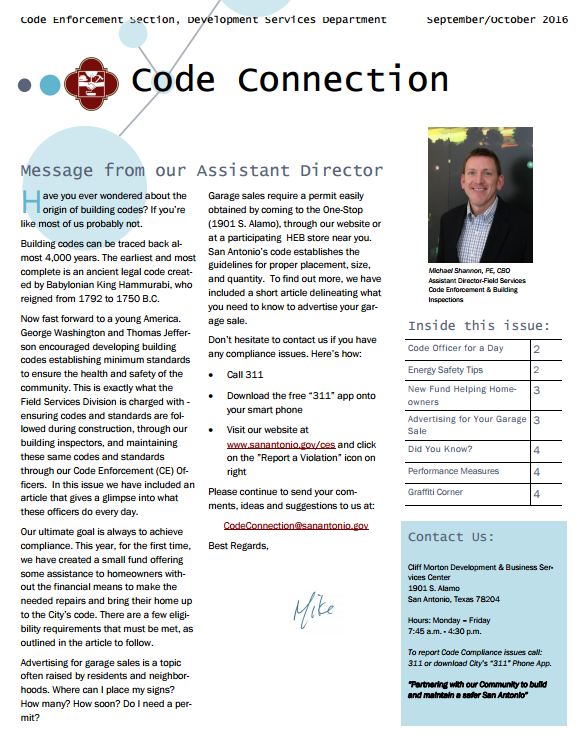 Stay Connected! (City of San Antonio Development Services Department ...