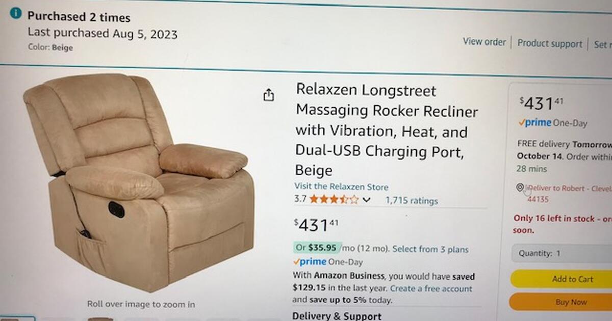 Relaxzen Longstreet Massaging Rocker Recliner for Free in Cleveland, OH ...