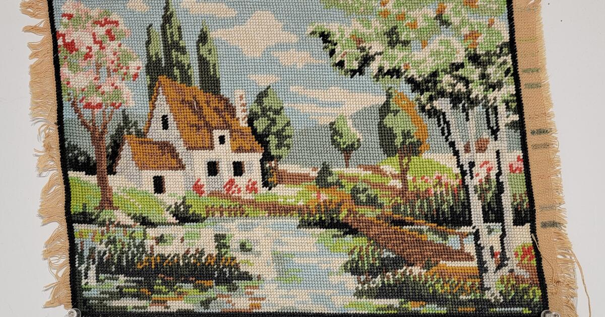 Vintage Cross Stitch Tapestry Embroidery Gobelin Needlepoint ...