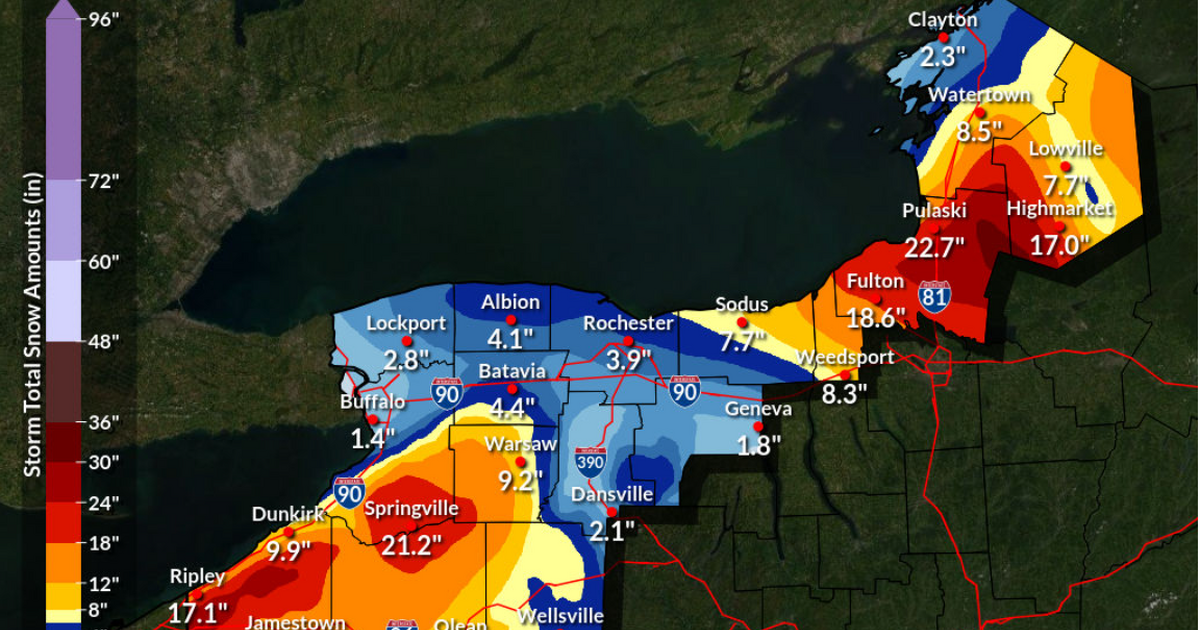 The latest from the US National Weather Service Buffalo NY (~1:30 pm ...