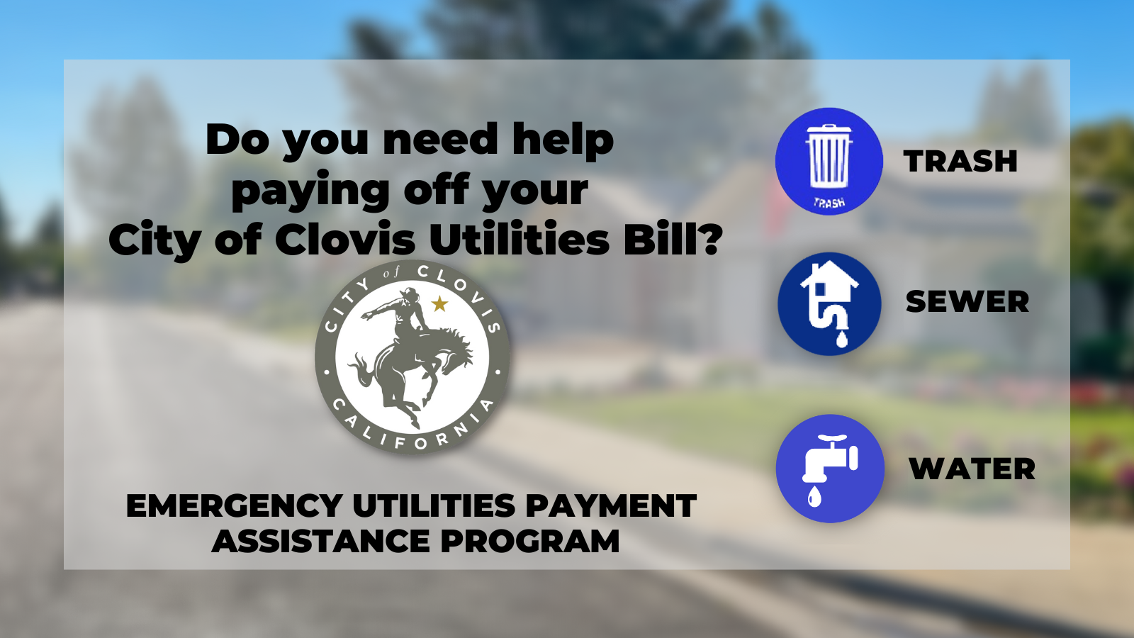Emergency Utilities Payment Assistance Program (City of Clovis ...