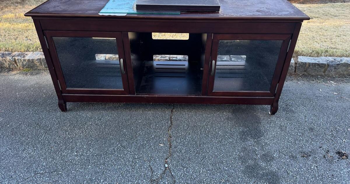 Curb Alert - Wooden TV Stand with Glass Doors for Free in Atlanta, GA ...