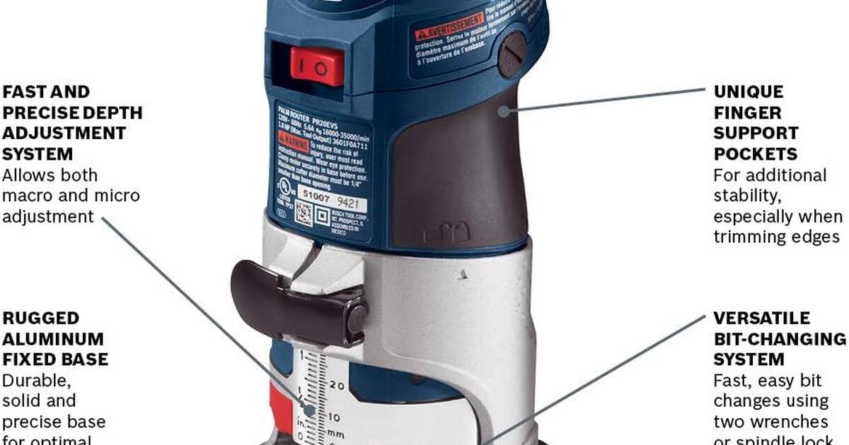 BOSCH PR20EVS Router Tool, 1 HP, 5.6 Amp Electronic Variable Speed Palm ...
