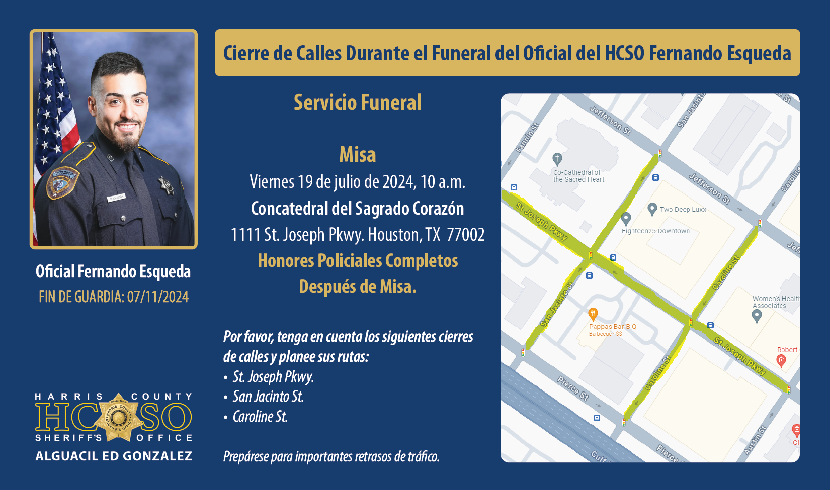 To our community: The funeral services for HCSO fallen hero Deputy ...