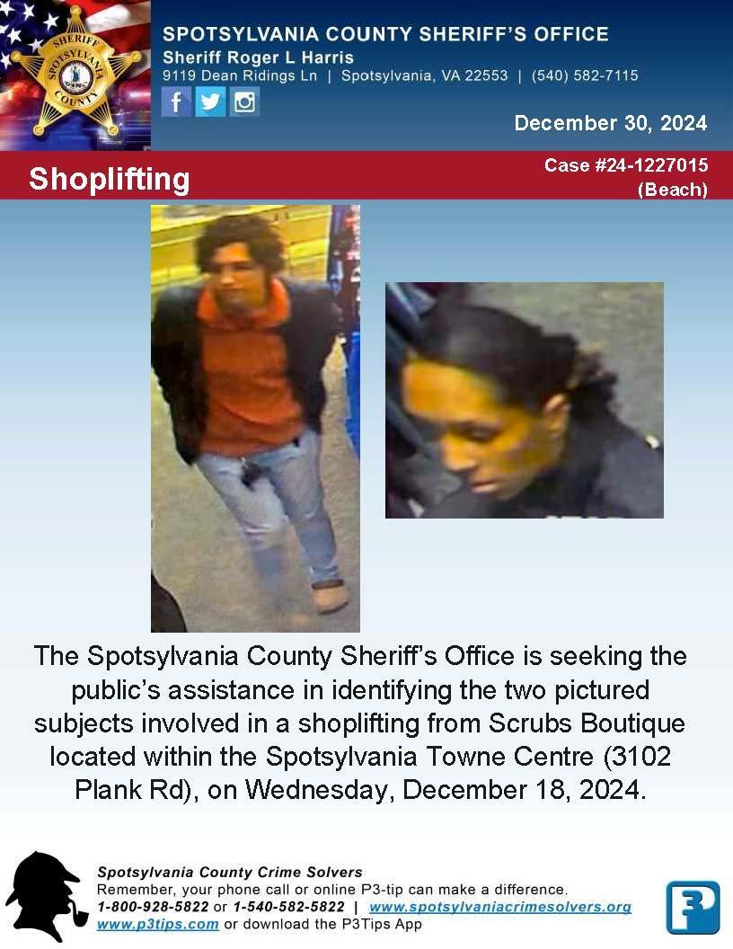 An anonymous tip through our P3 system may result in a financial reward. (Spotsylvania Sheriff's ...