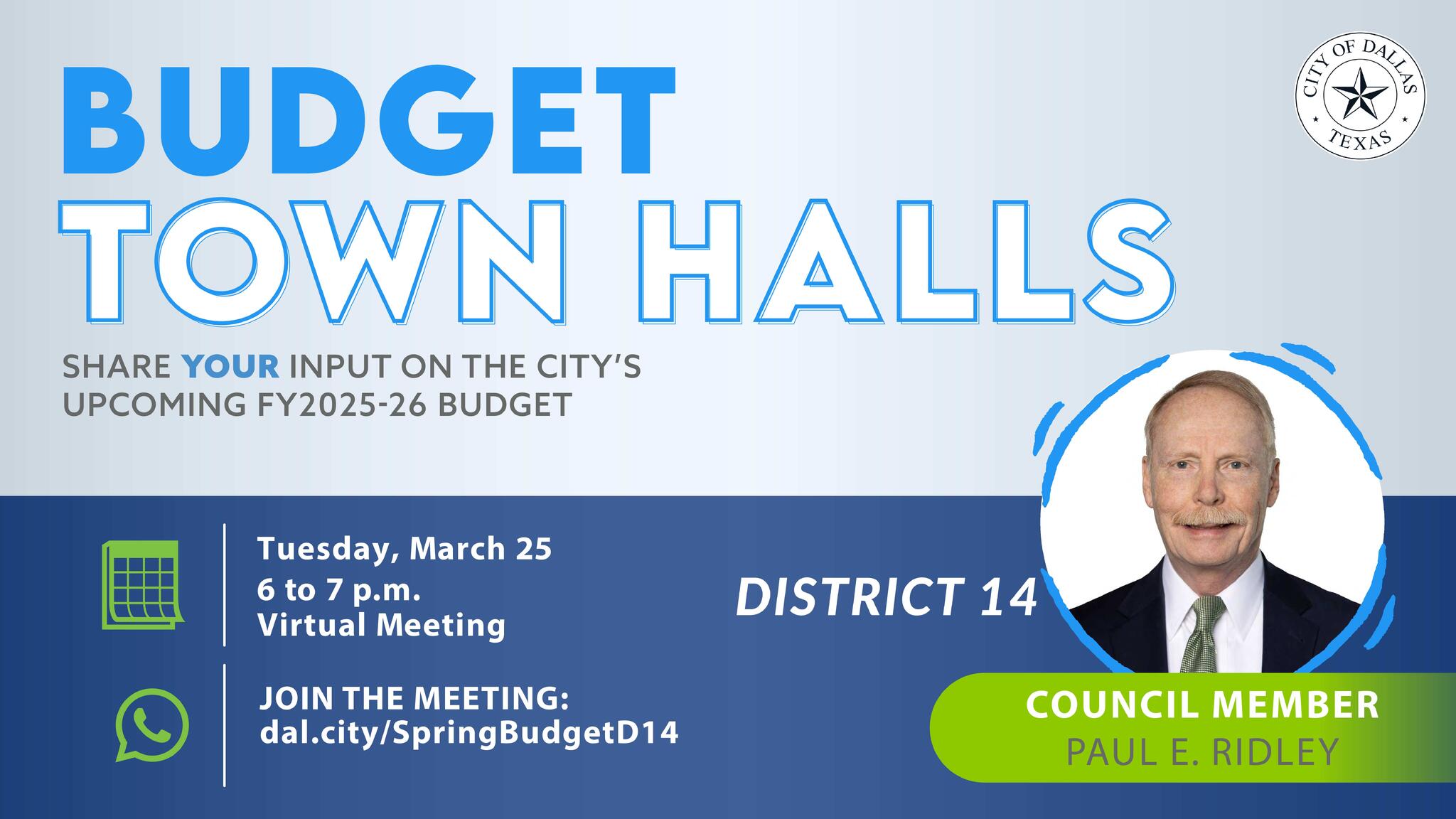 It's that time again, please join us for our Virtual Budget Town Hall ...