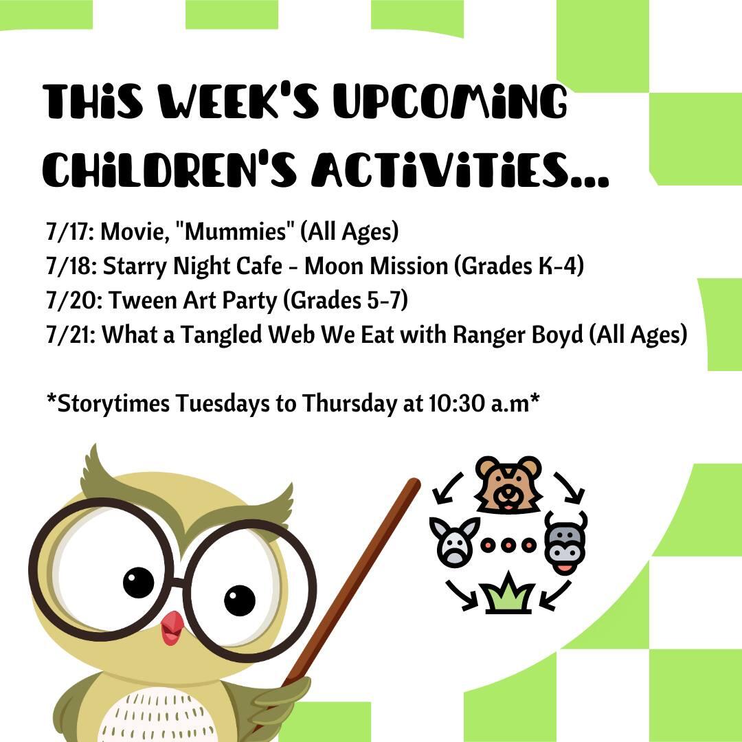 This week's children's activities at the Tyler Public Library. (City of ...