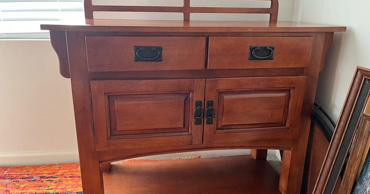 $75. Red oak buffet w/ iron hardware. for Free in Rockledge, FL | For Sale & Free — Nextdoor