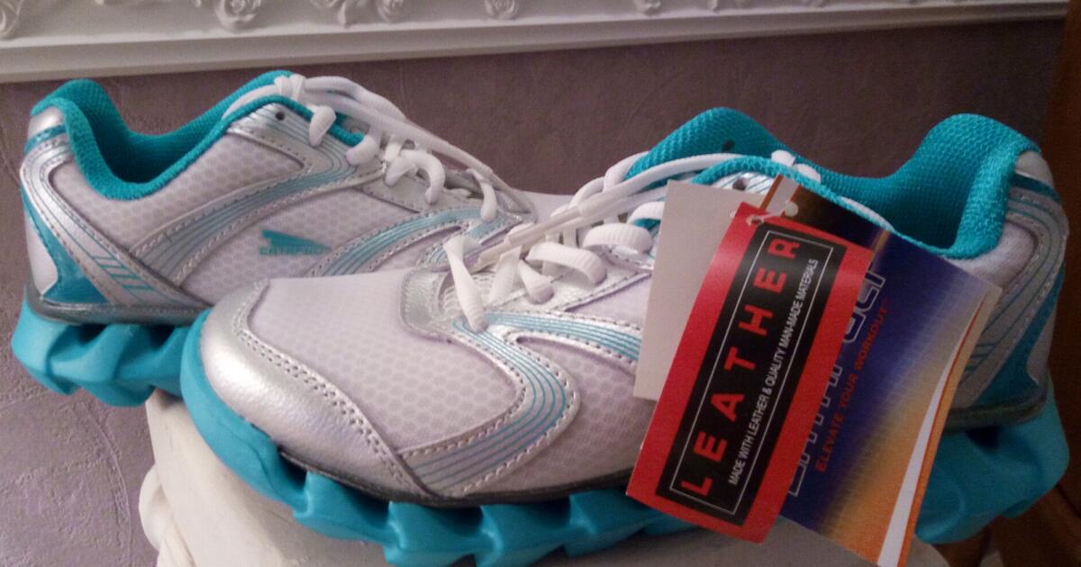 Catapult Womens "Lavonne" White/Teal Leather Athletic Shoes/Sneakers ...