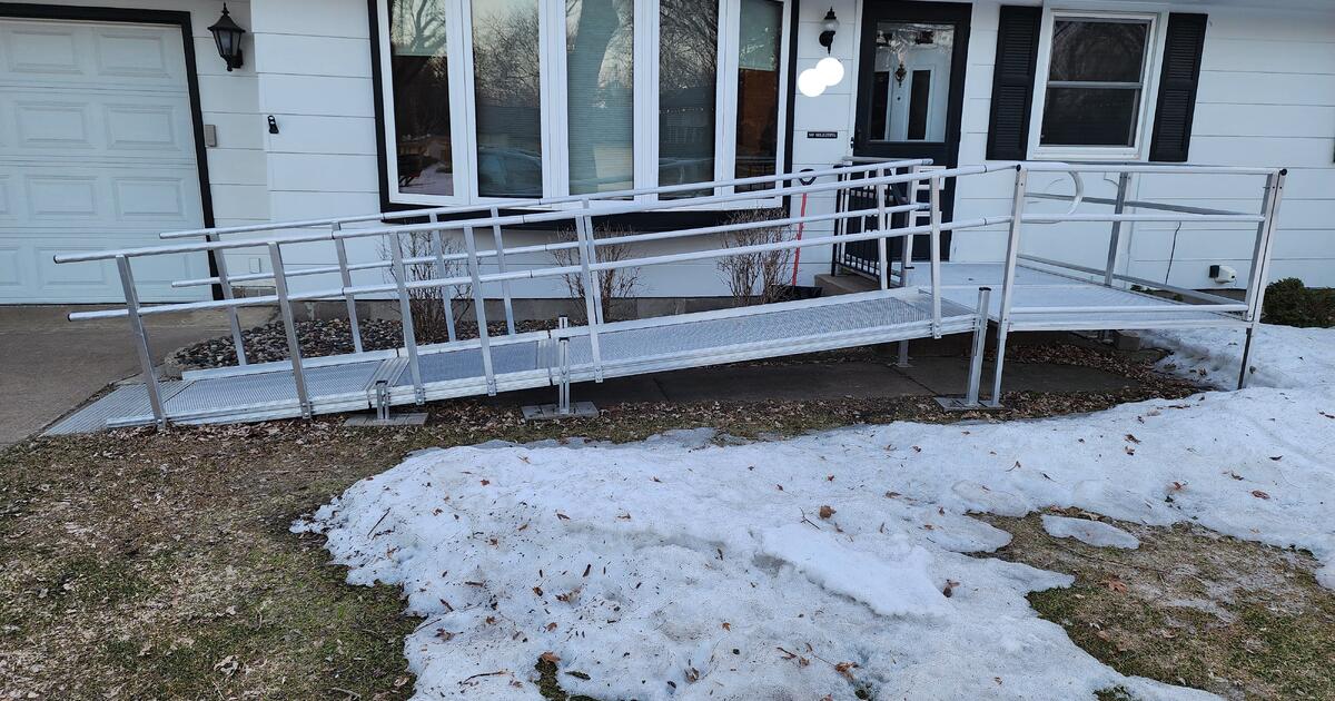 Aluminum handicap accessible ramp with hand rails for home or business ...