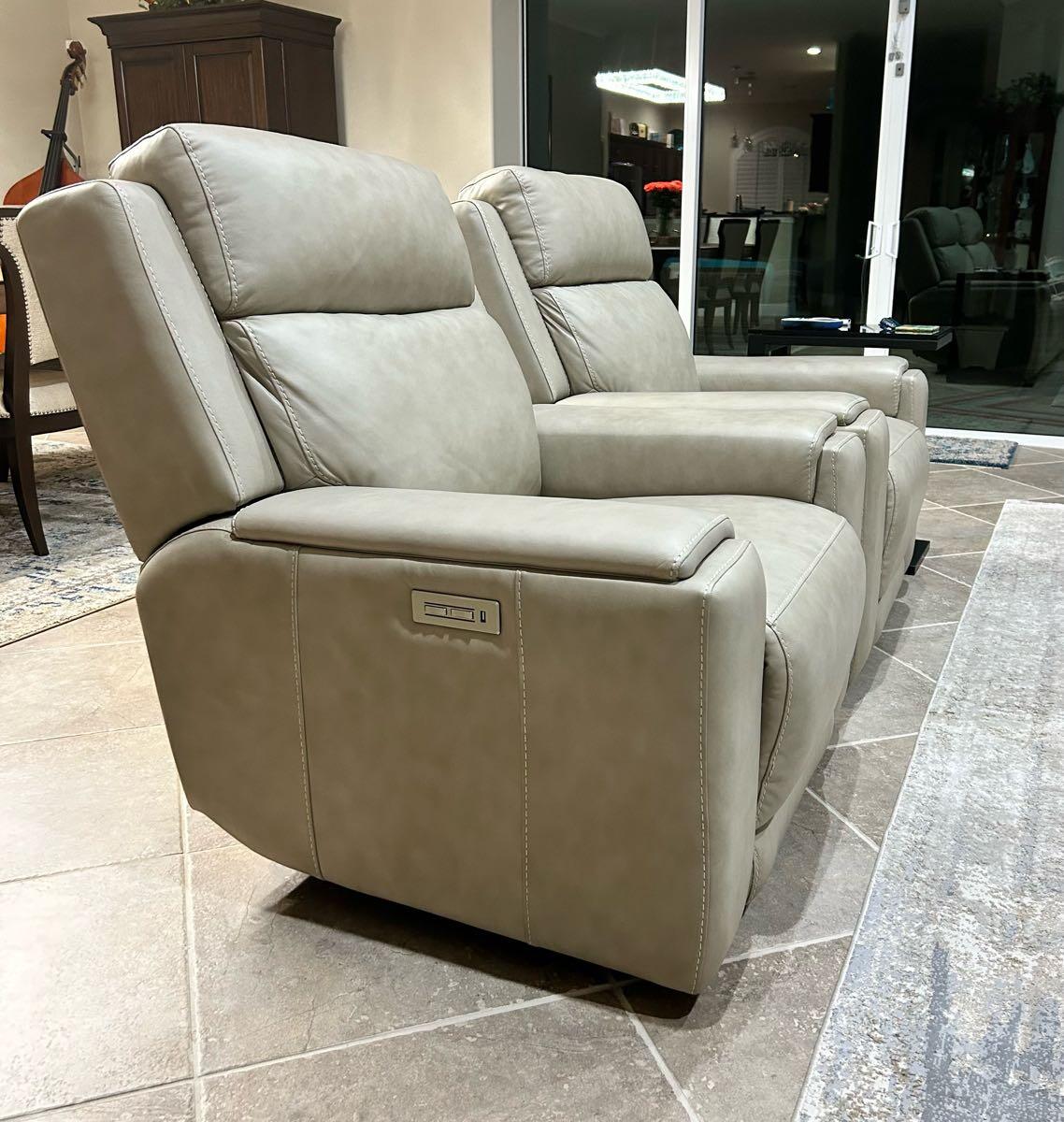 Bernhardt Taupe - Grey leather recliners purchased from Baer’s ...