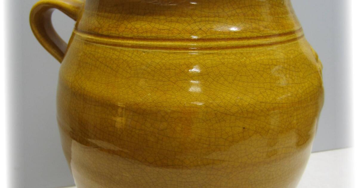 Vintage Rowe Pottery Yellow Glaze Crock Jar Canister w/Cover for $30 in ...