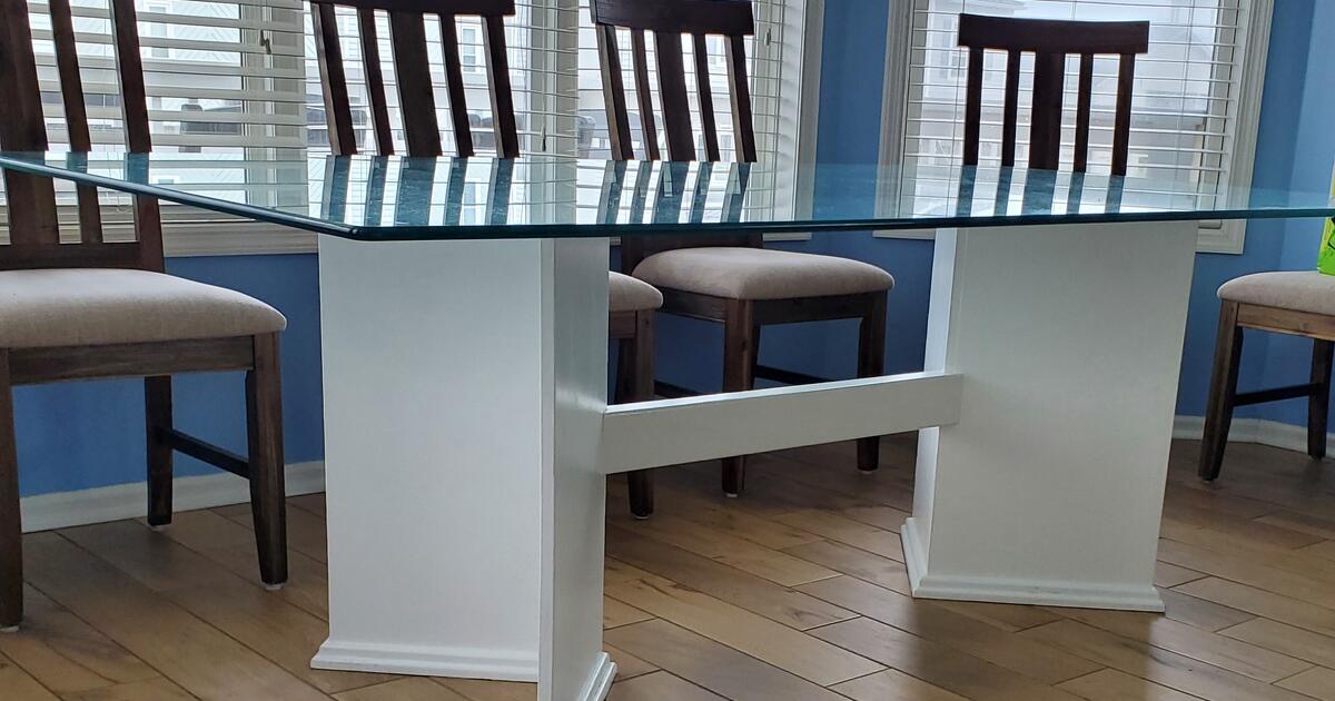 Dining Table with Glass Top and White Base for Free in Ocean Isle Beach ...