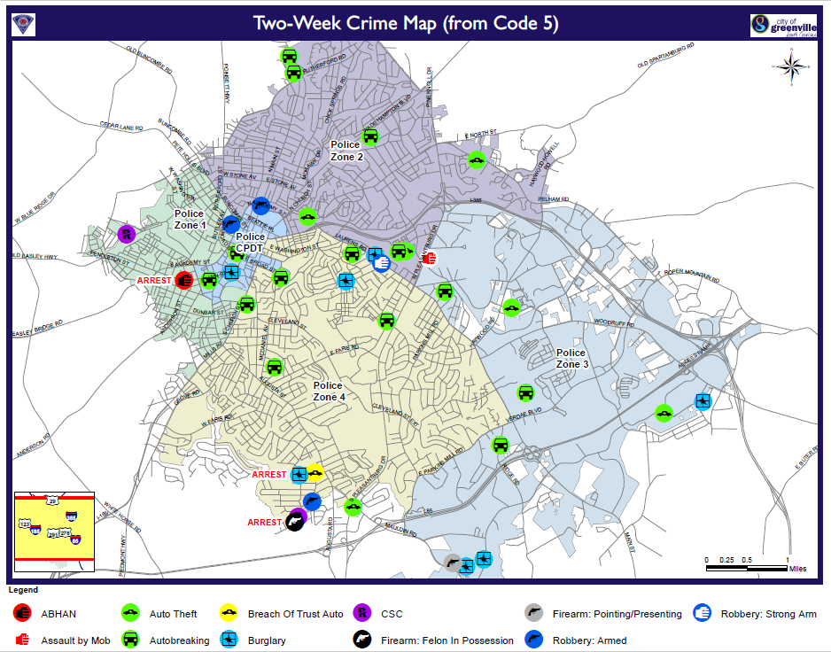 2-Week Crime Map | Nov 5-18 (Greenville Police Department) — Nextdoor ...