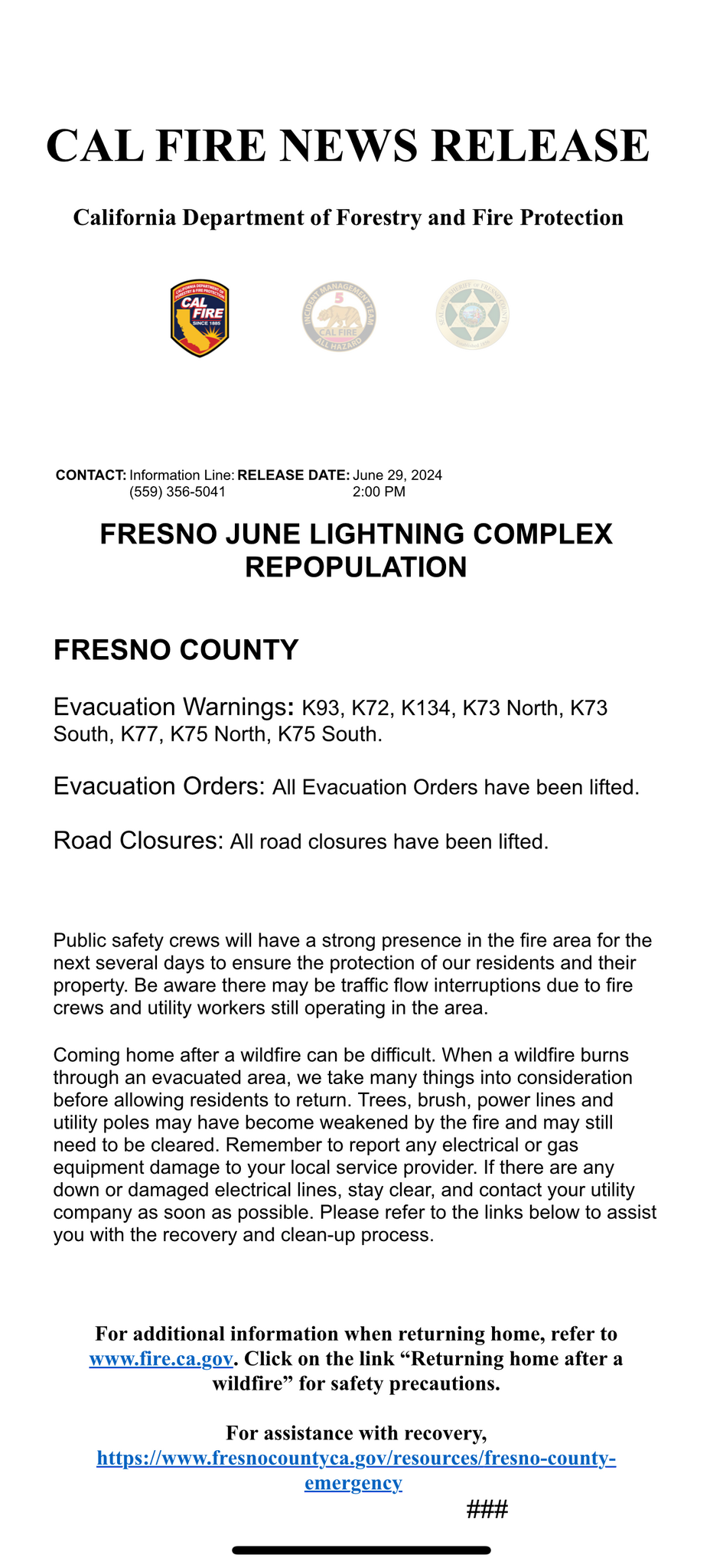 EVACUATION ORDERS LIFTED FOR FRESNO JUNE LIGHTNING COMPLEX FIRE (Fresno County Sheriff's Office ...