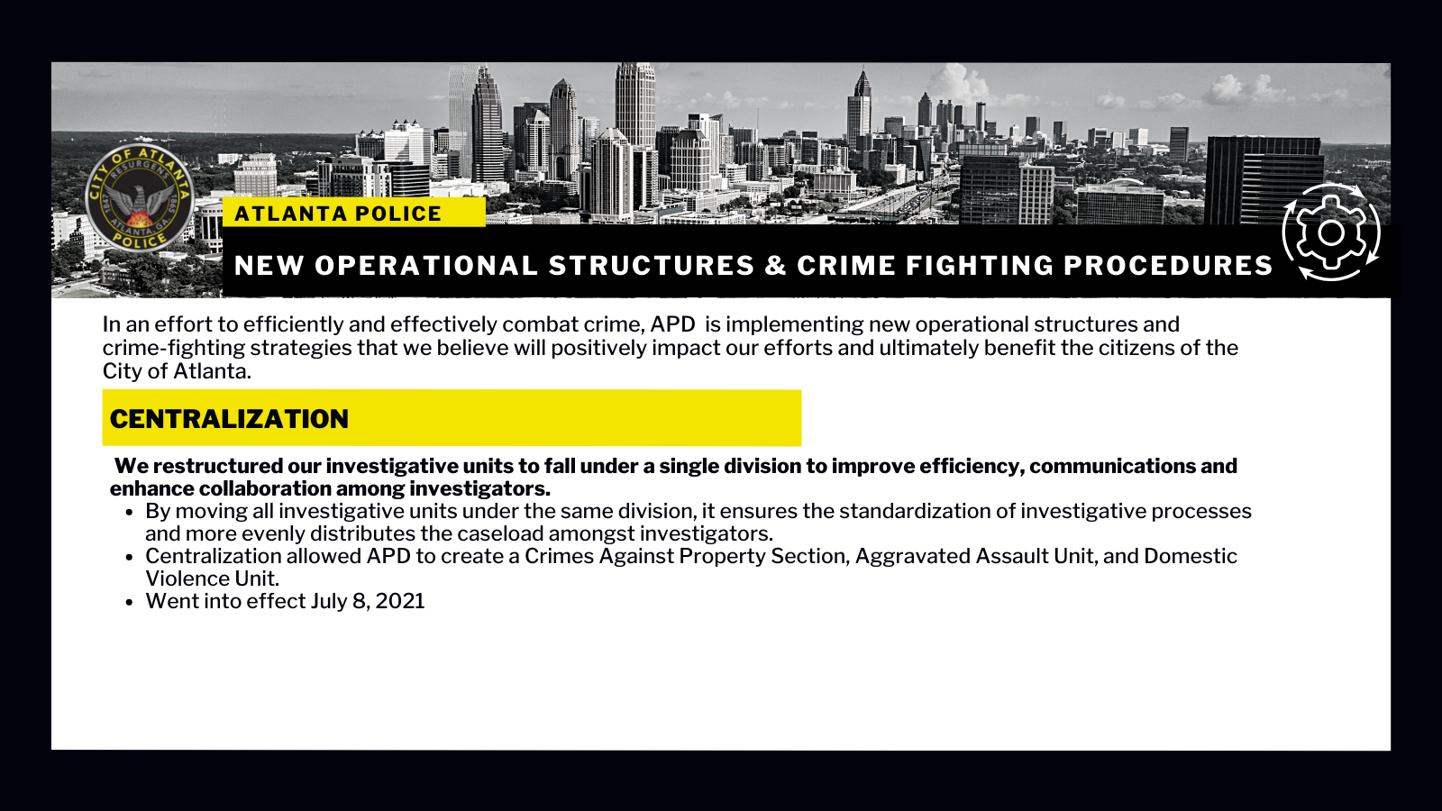 New Operational Structures and Crime-Fighting Strategies (Atlanta ...