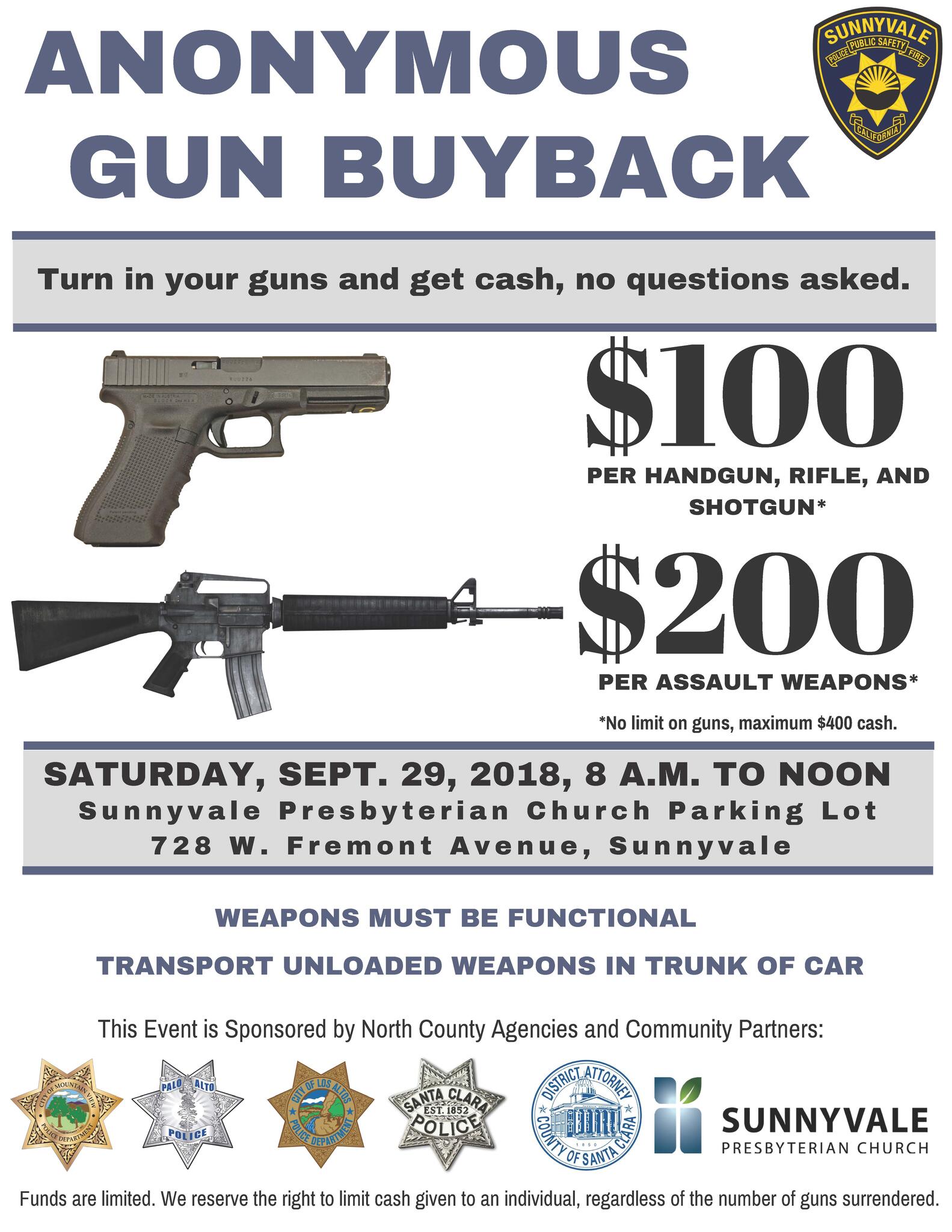 Anonymous Gun Buyback (Santa Clara Police Department) — Nextdoor — Nextdoor