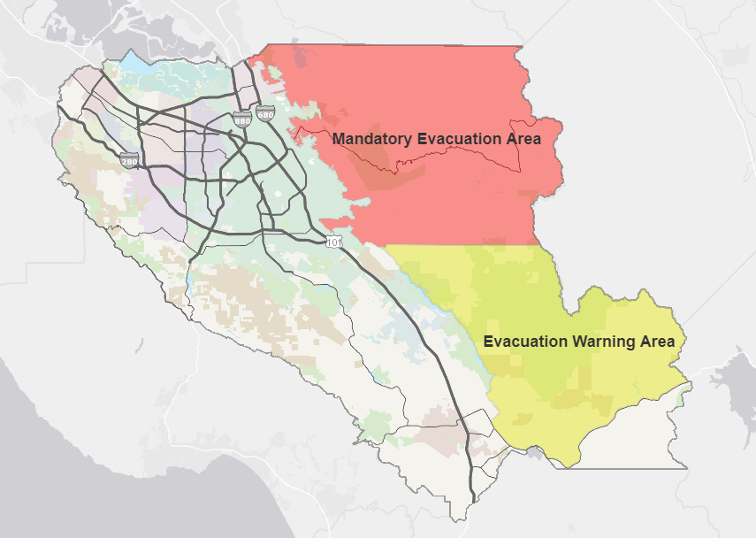 EVACUATION ORDER AND WARNING: Map (County of Santa Clara) — Nextdoor ...