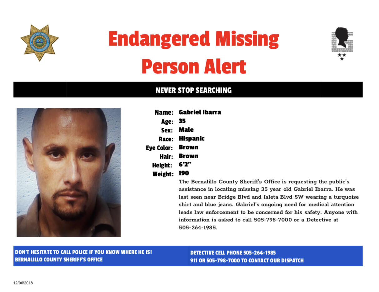 UPDATE **Endangered Missing Person Alert** (Bernalillo County Sheriff's ...