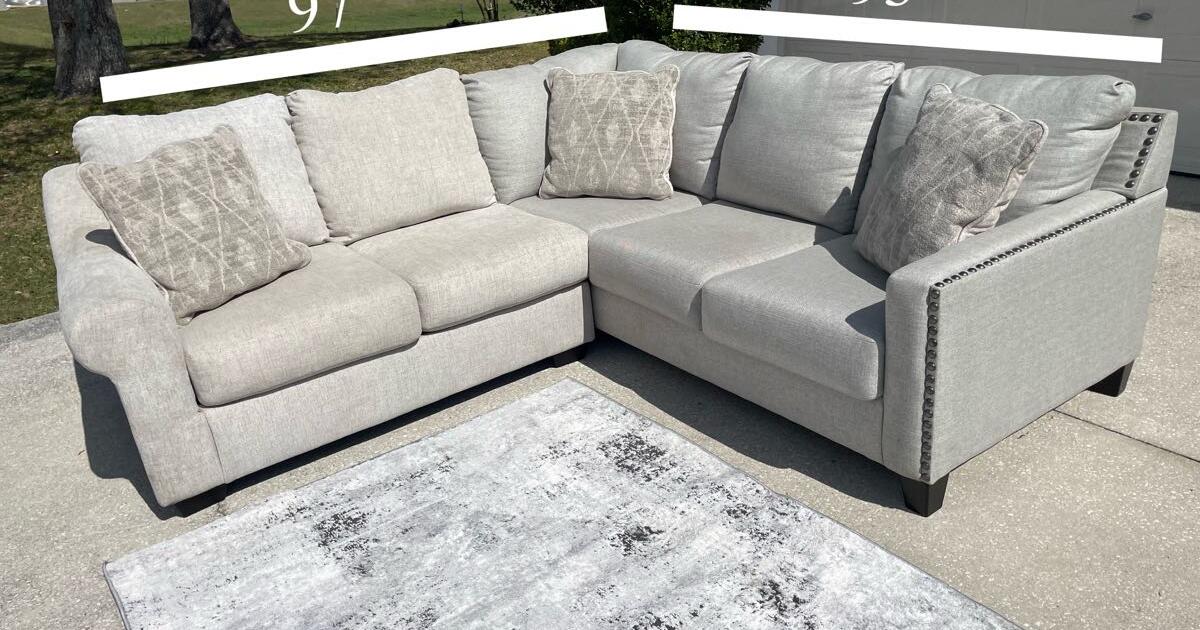 Beautiful Studded Comfortable Ashley's Furniture 2 Peice Sectional for ...