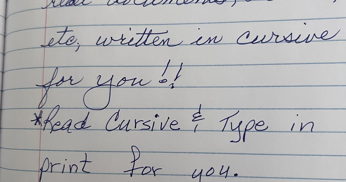 Read Cursive Writing for $50 in Thornton, CO | For Sale & Free — Nextdoor