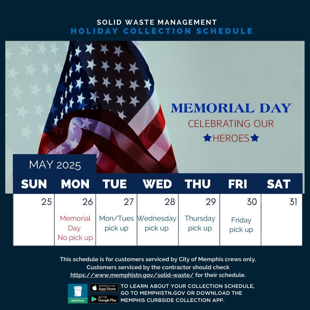 Gentle Reminder: Memorial Day Holiday Collection Schedule (City of ...