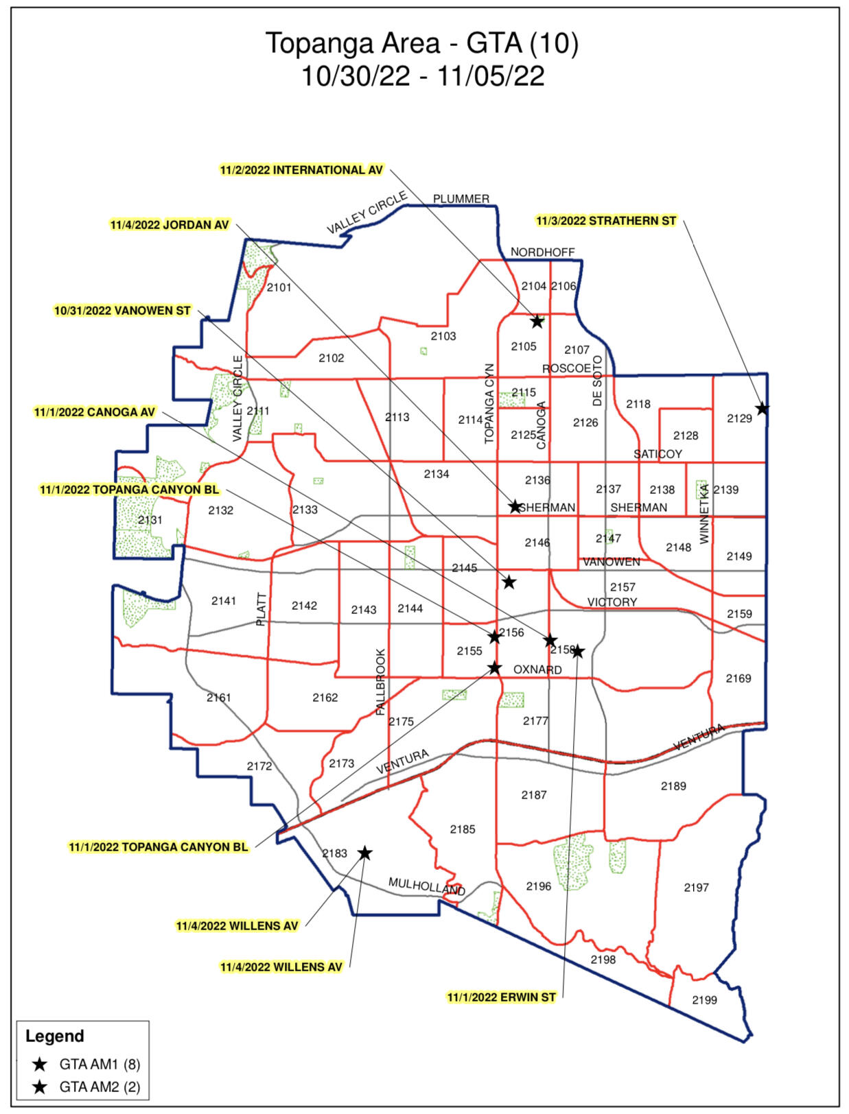 LAPD TOPANGA DIVISION WEEKLY CRIME MAPS (Los Angeles Police Department ...