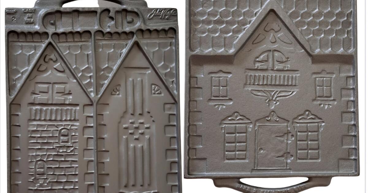 John Wright 2-Sided Victorian Gingerbread House Cast Iron Mold Vintage ...
