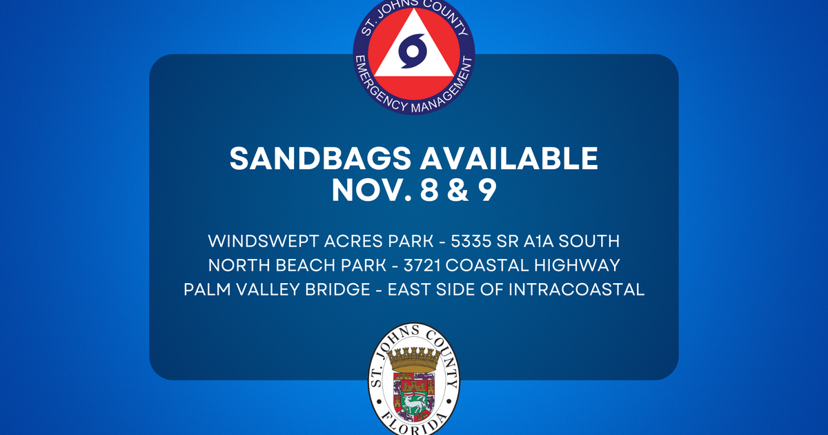 St. Johns County is providing free sandbags starting at 10 a.m. on Nov ...