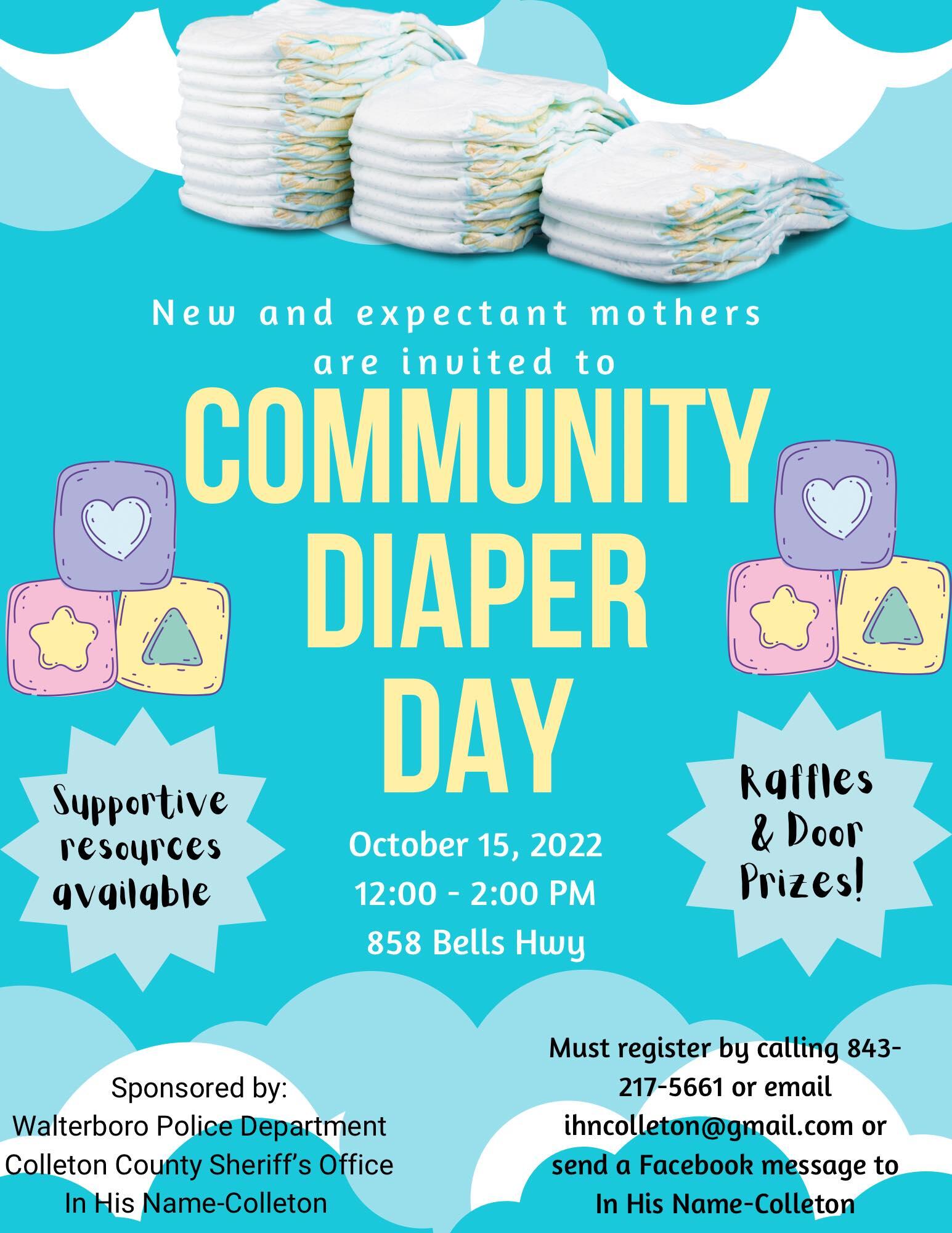 COMMUNITY DIAPER DAY! For NEW and EXPECTANT MOTHERS! (Colleton County ...