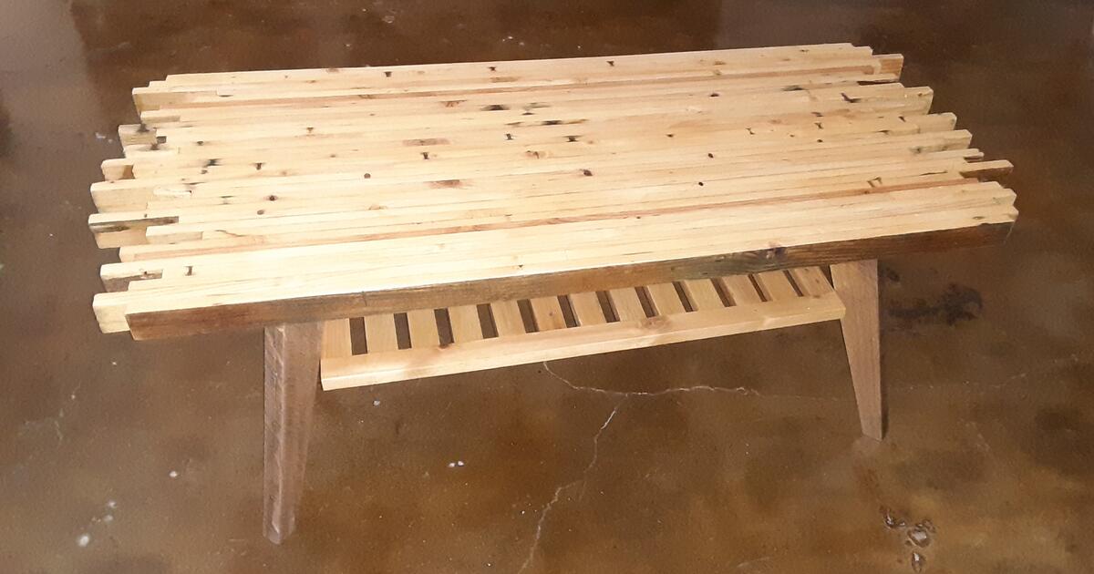 Midcentury / MCM style reclaimed lumber staggered edge coffee table for ...