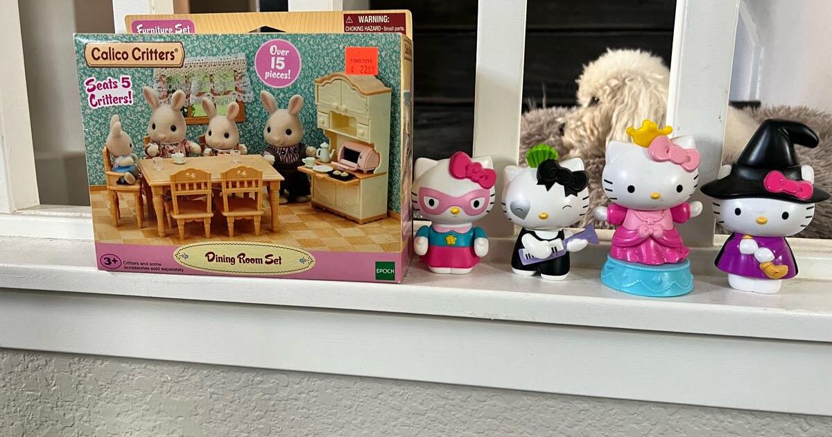 Calico critters dining room set & 4 Hello kitty figurines for $15 in ...