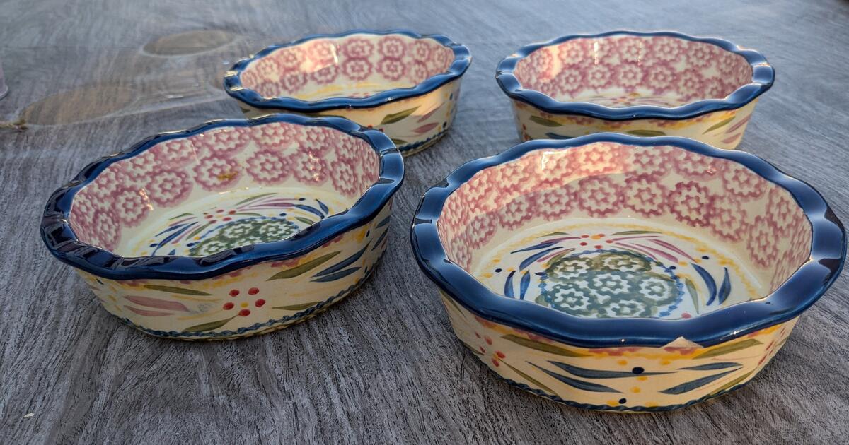 Set of 4 Temptations Ovenware Old World Confetti Blue Baking Dishes for ...