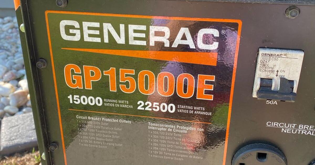 Generac GP15000E Portable Generator for $2500 in Longs, SC | For Sale ...