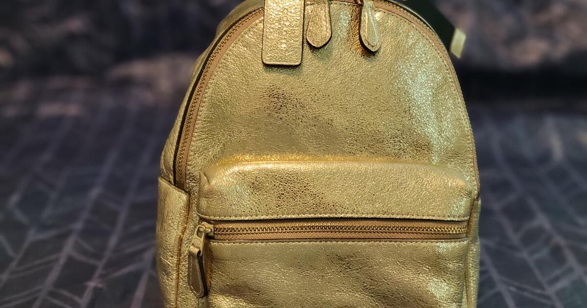 COACH #35238 Mini Charlie Backpack | Gold Crinkle Metallic Leather for ...