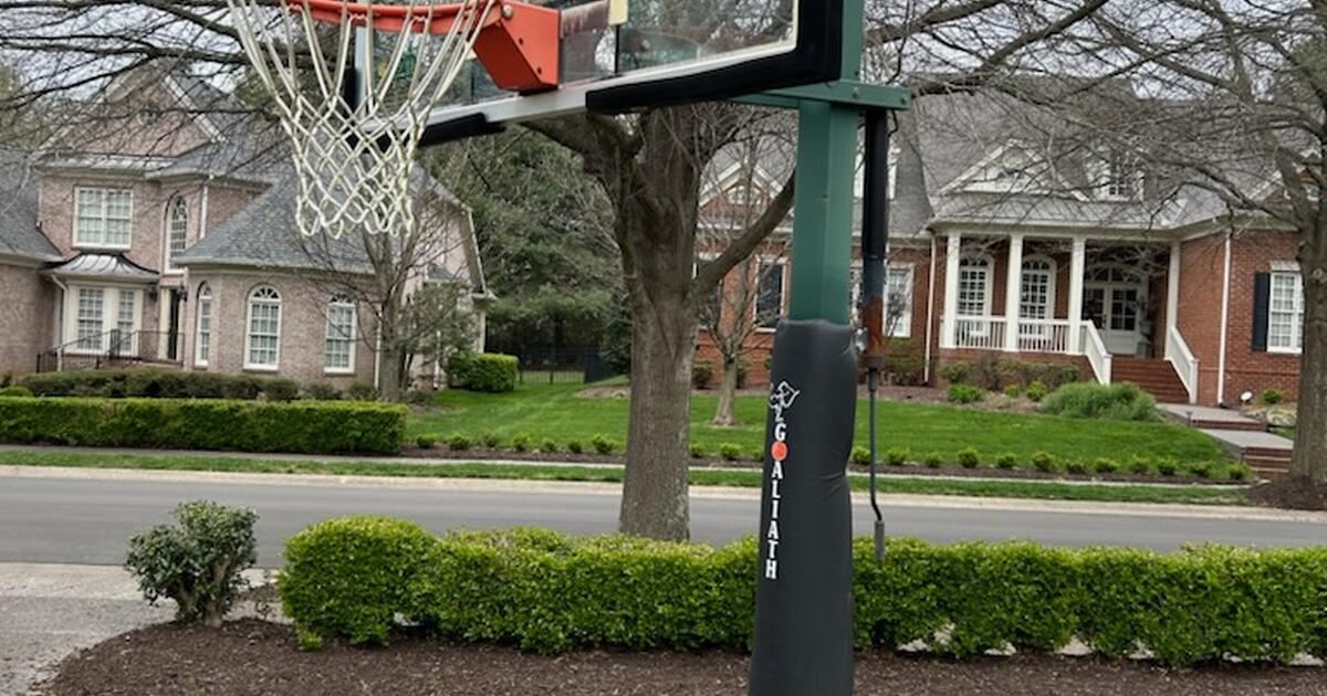 Goliath Basketball Hoop, backboard and in-ground pole for $70 in ...