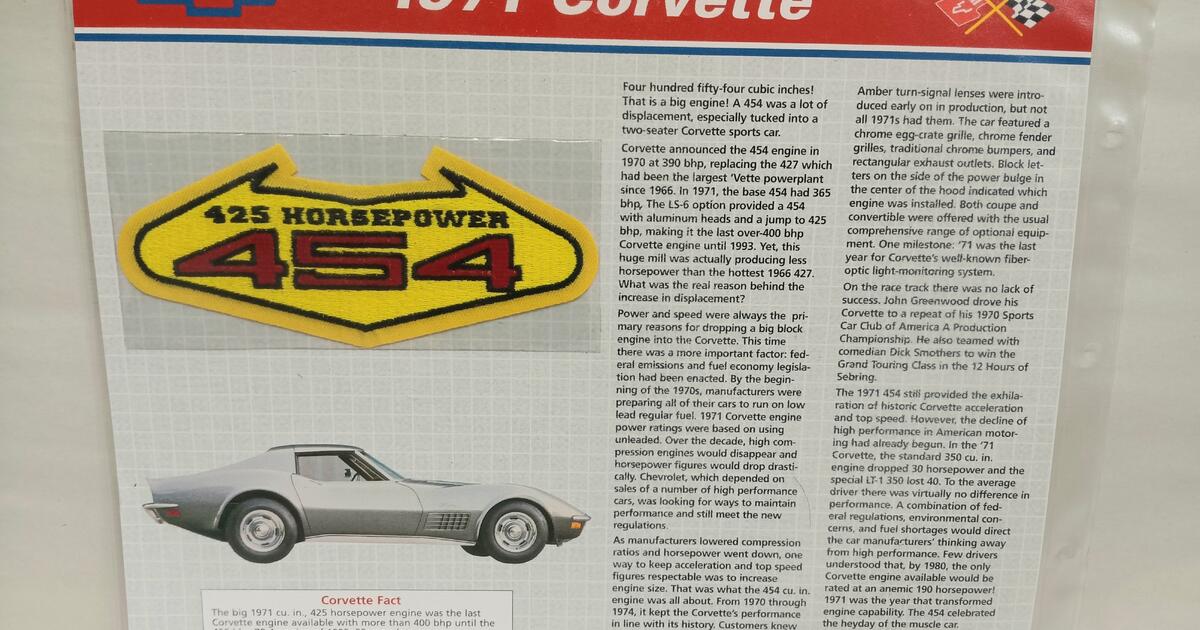 Vintage Official Corvette Patch Set Of 7 Collectable Patches for $30 in ...