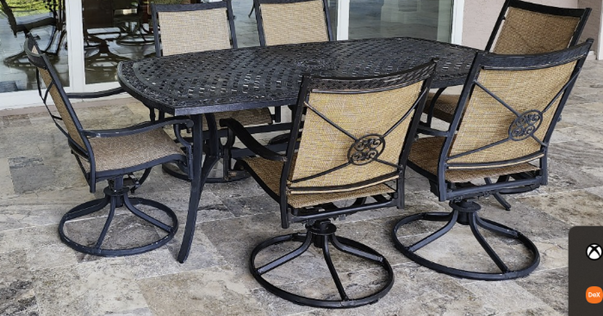 Lanai Outdoor Table and 6 Chairs - Aluminum Frame for $225 in Palm ...