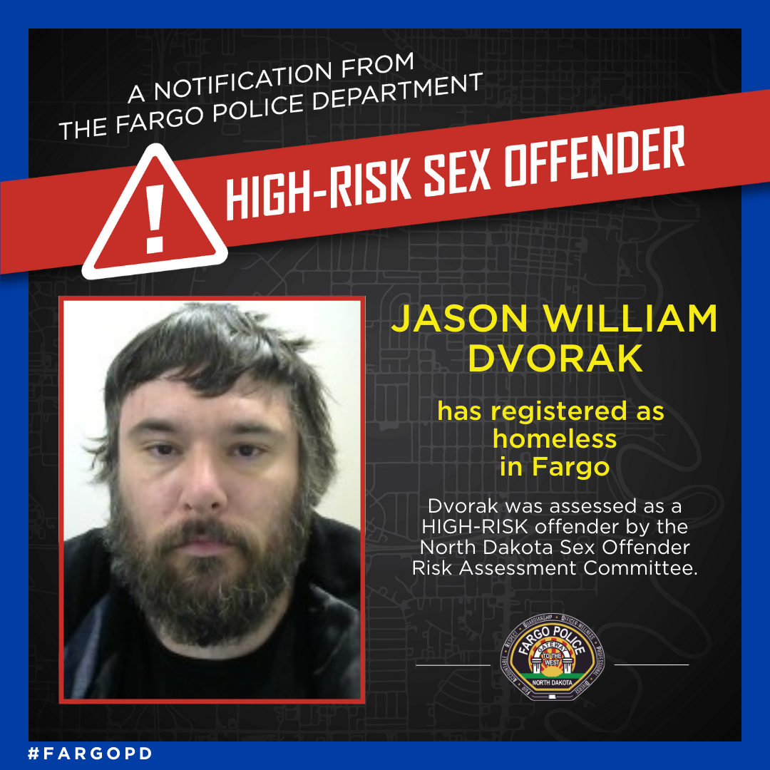 The #FargoPD is notifying the community that a registered sex offender ...