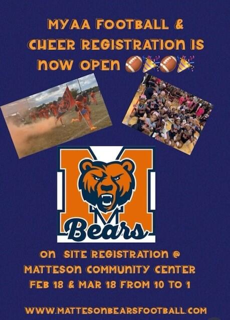 The 2023 Matteson Bears Football and Cheer Registration are NOW OPEN ...
