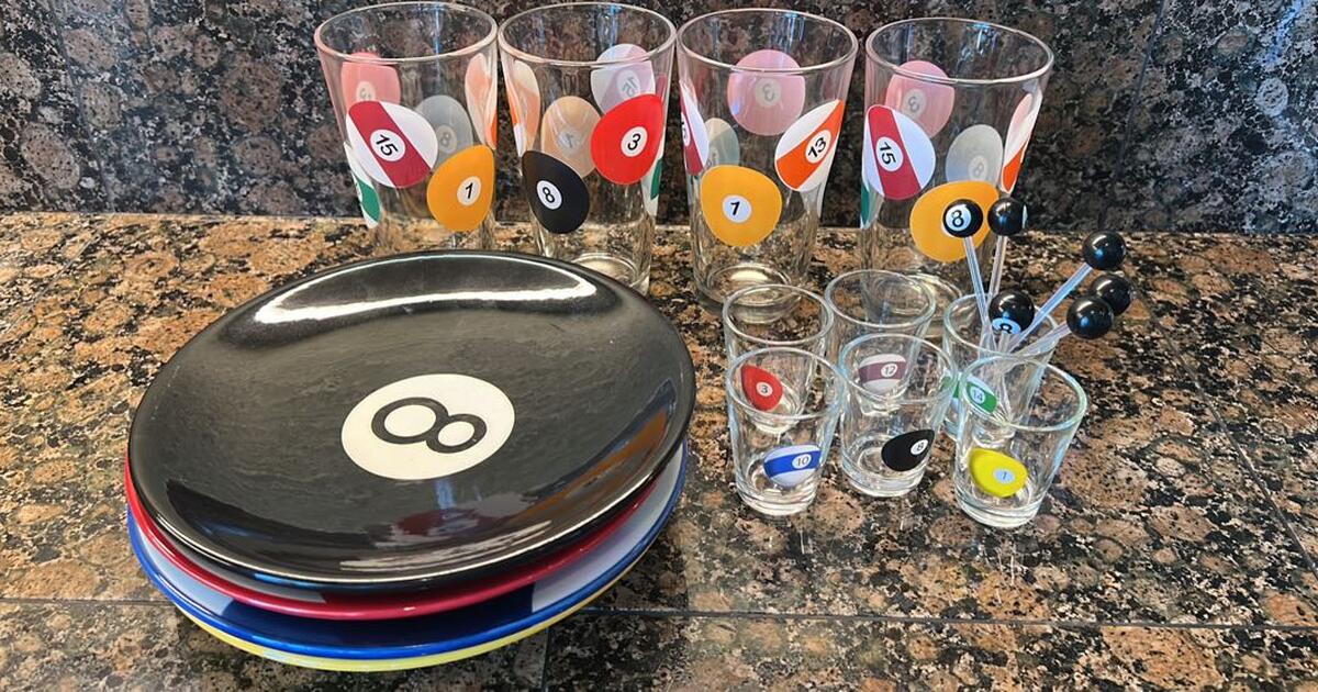 Matching Plates & Glasses - Billiards/Pool Theme for $25 in Arroyo ...
