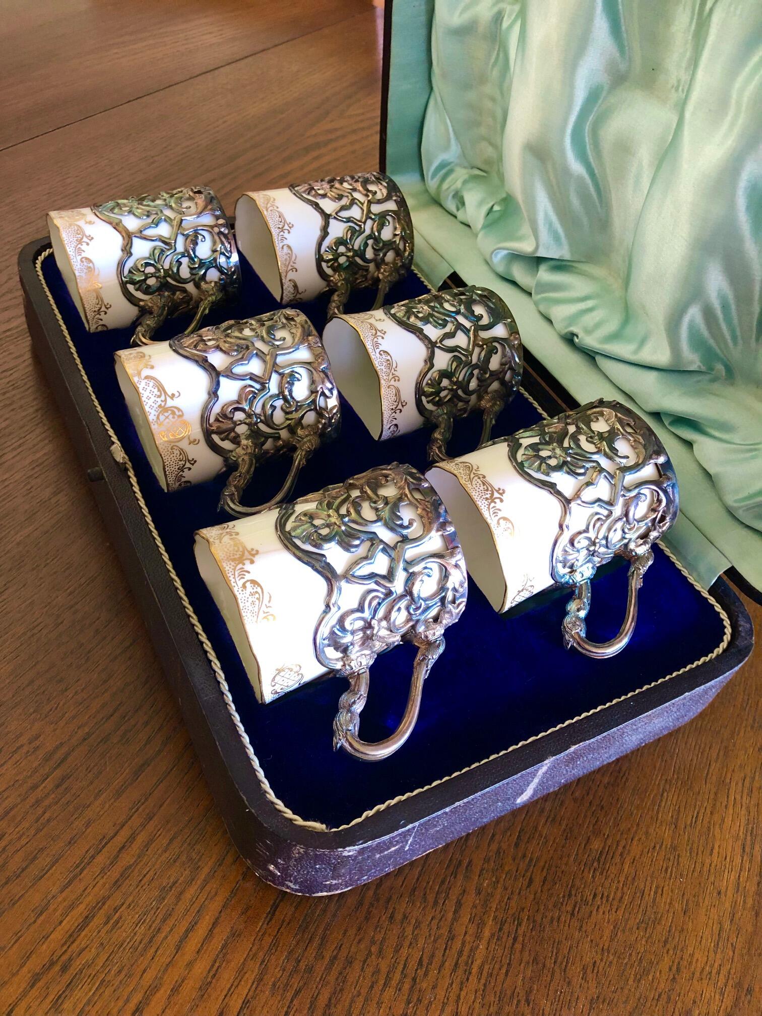 Espresso Antique English Coffee Cups with Sterling Silver Zarf Cup ...