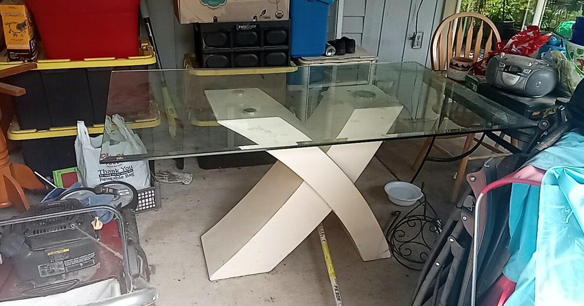 Glass Top Table with X-Shaped Base for Free in Hillsboro, OR | For Sale ...