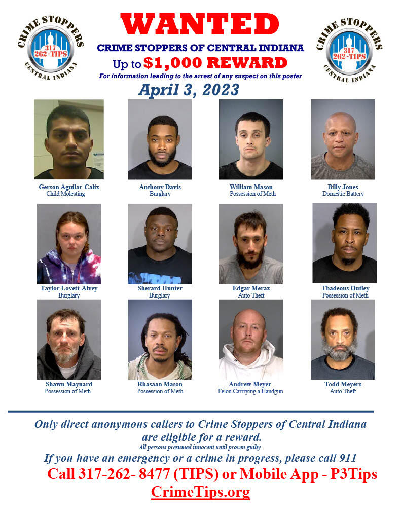 IMPD North District Crime Watch - WANTED Poster - April 2023 ...
