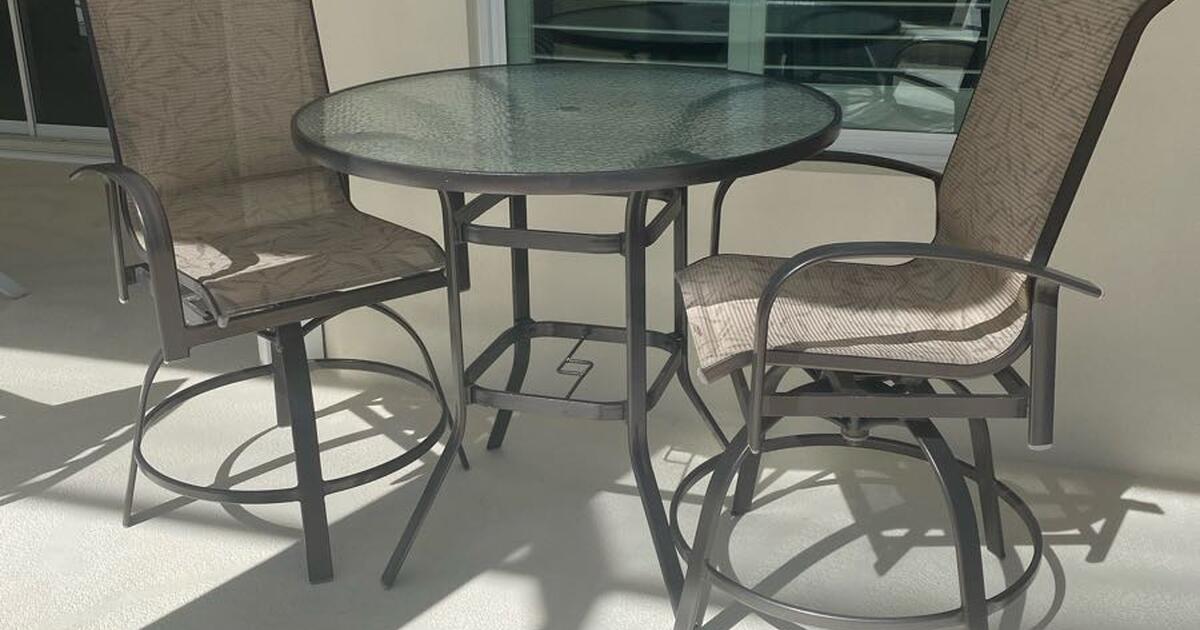 Round glass Patio Table with 2 swivel chairs for $100 in Melbourne ...