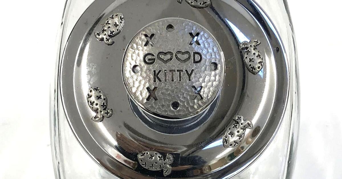 Anchor Hocking Penny Candy Jar with GOOD KITTY Chrome Lid for $12 in ...